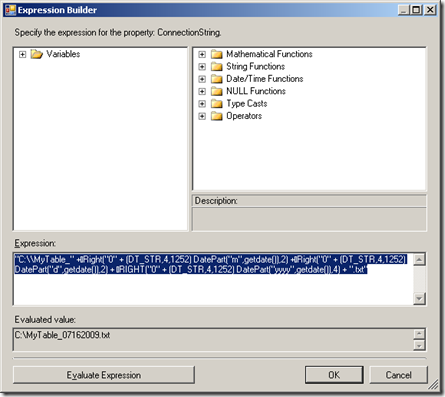 Demystifying SQL Server: SSIS – Dynamically Naming Destination Output Files